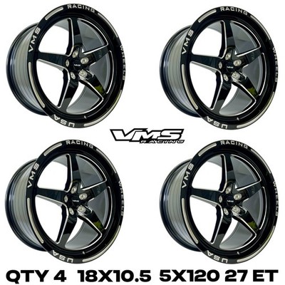 4 VMS RACING V-STAR RACE TRACK RIMS WHEELS SET 18X10.5 5X120 27 ET 6.75 ...