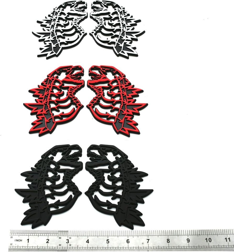 Pair New Godzilla Badge 3D Emblems Left Right Sticker Nameplate Black ...