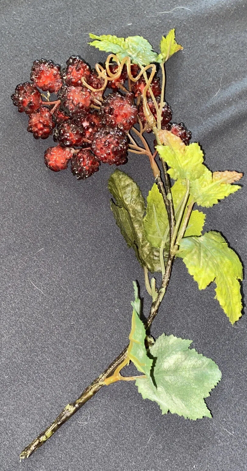 Stemmed raspberries & Leaf Fake Faux raspberries. Crafts/Decoration ...