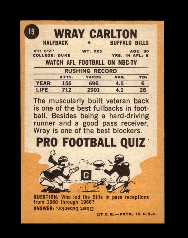 1967 Topps Set-Break # 19 Wray Carlton EX-EXMINT *GMCARDS* | eBay