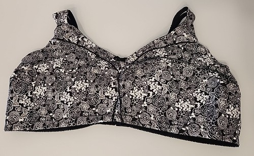 COMFORT CHOICE BRA Black White Floral SIZE 50D Wireless Strecth | eBay