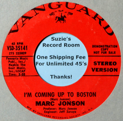 Marc Johnson I'm Coming Up to Boston 70s Folk Pop Rock NM DJ 45 7 ...