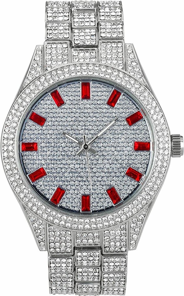 Men's Hip Hop Rapper Silver plated Iced Luxury Simulate Diamond Metal ...