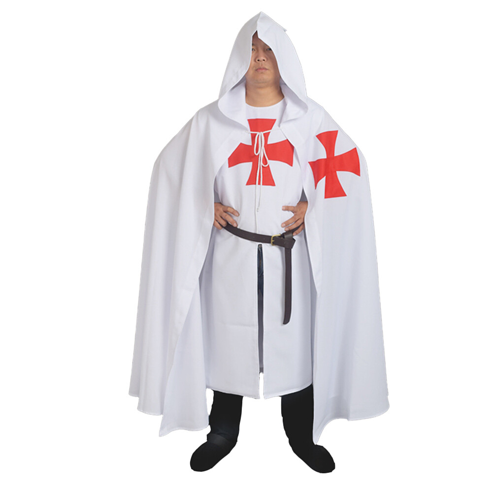 Medieval Men Crusader LARP Red Cross Cloak Cosplay Templar Knights ...