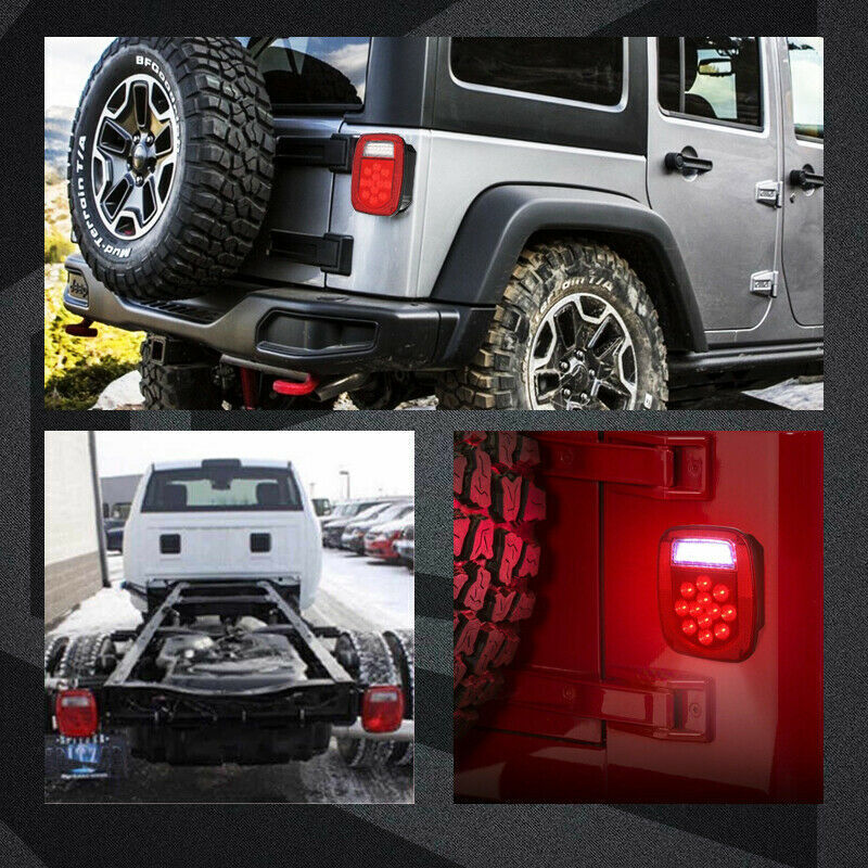Pair 39 LED Tail Lights Brake License Plate Lamp For Jeep Wrangler YJ ...