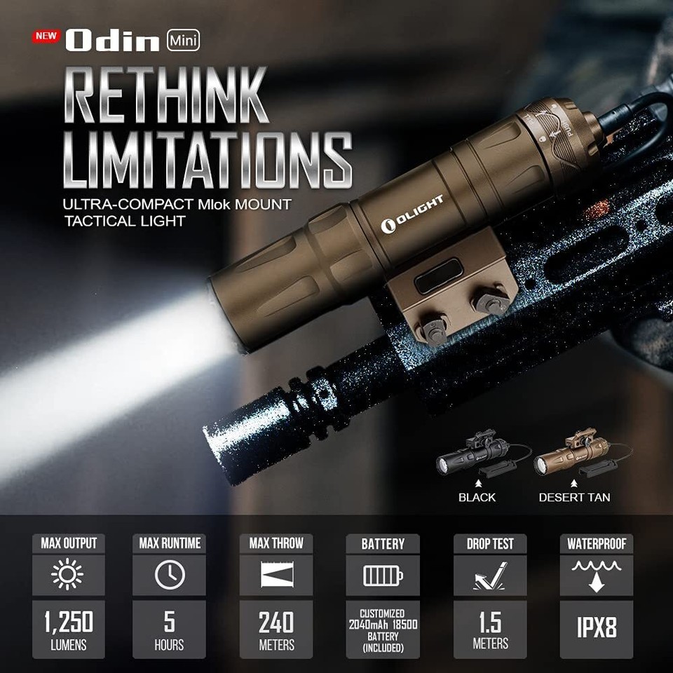 OLIGHT Odin Mini Tactical Flashlight 1250 Lumens MLOK Rail Mounted Weapon Light | eBay
