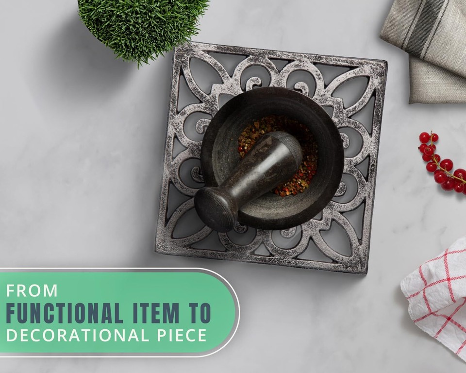 Decorative Cast Iron Trivet for Kitchen Or Dining Table | Square with ...