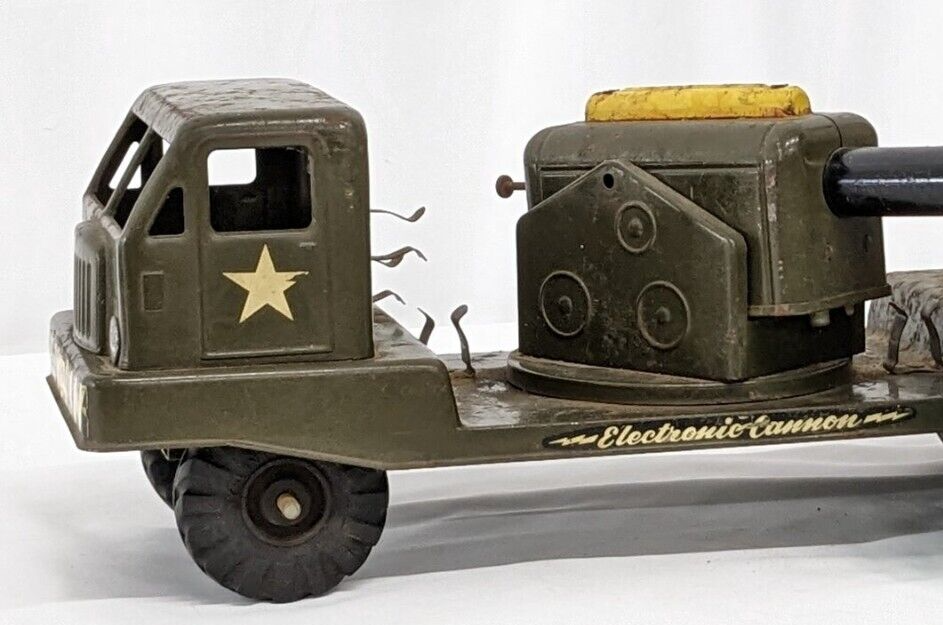 Vtg 50's NY-LINT TOYS VINT LG US ARMY N-24OO TOY MILITARY TRUCK with ...