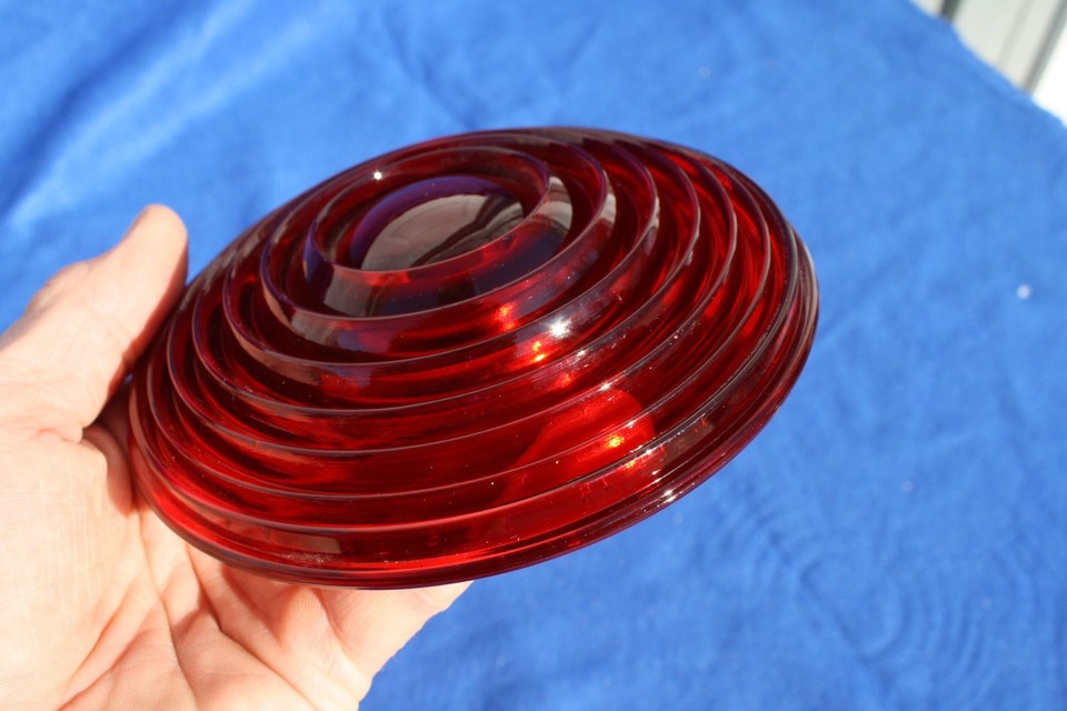 RED Corning Glass Lens Railroad Signal Auto Train Stop Light 5 1/2 1935 ...
