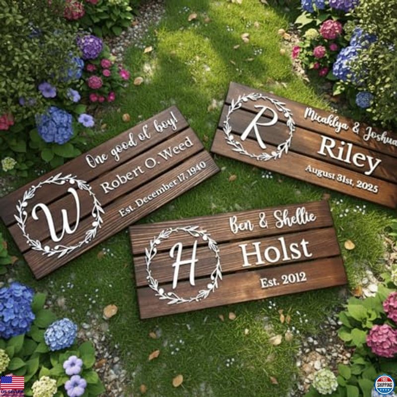 Personalized Wooden Monogram Family Sign, Custom Name Plaque, Unique ...