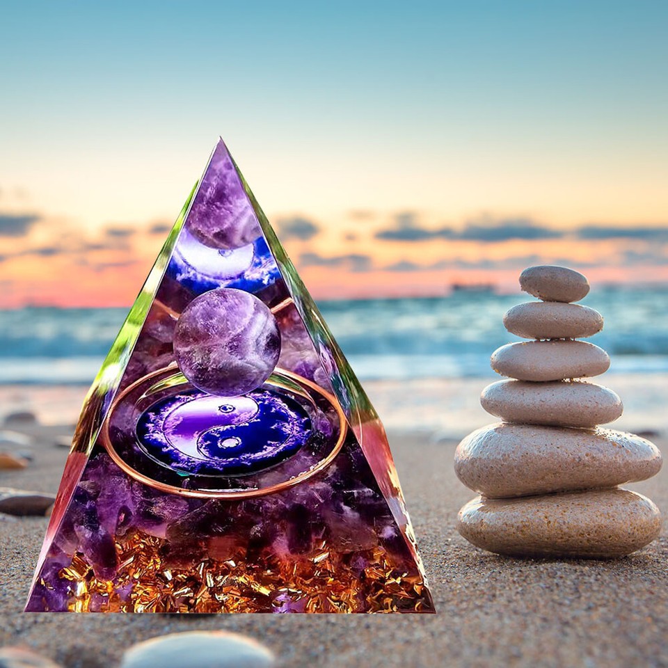 ♥ 5cm Natural Crystals Orgonite Pyramid Orgone Energy Ornaments Decor ...