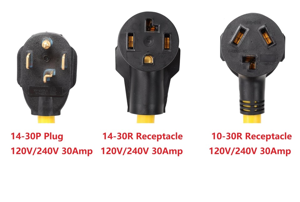 NEMA 14-30P to 2 Outlet 14-30R 10-30R Y Splitter STW 3 Feet 120V/240V ...