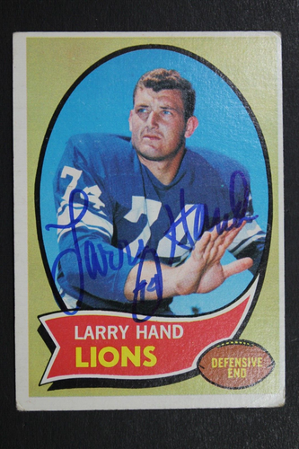 Larry Hand Detroit Lions Autographed Signed 1970 Topps Football Card ...