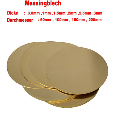 Messing Zuschnitte Messingblech runden Messingplatte 0,8 / 1 / 1,5 /2 ...