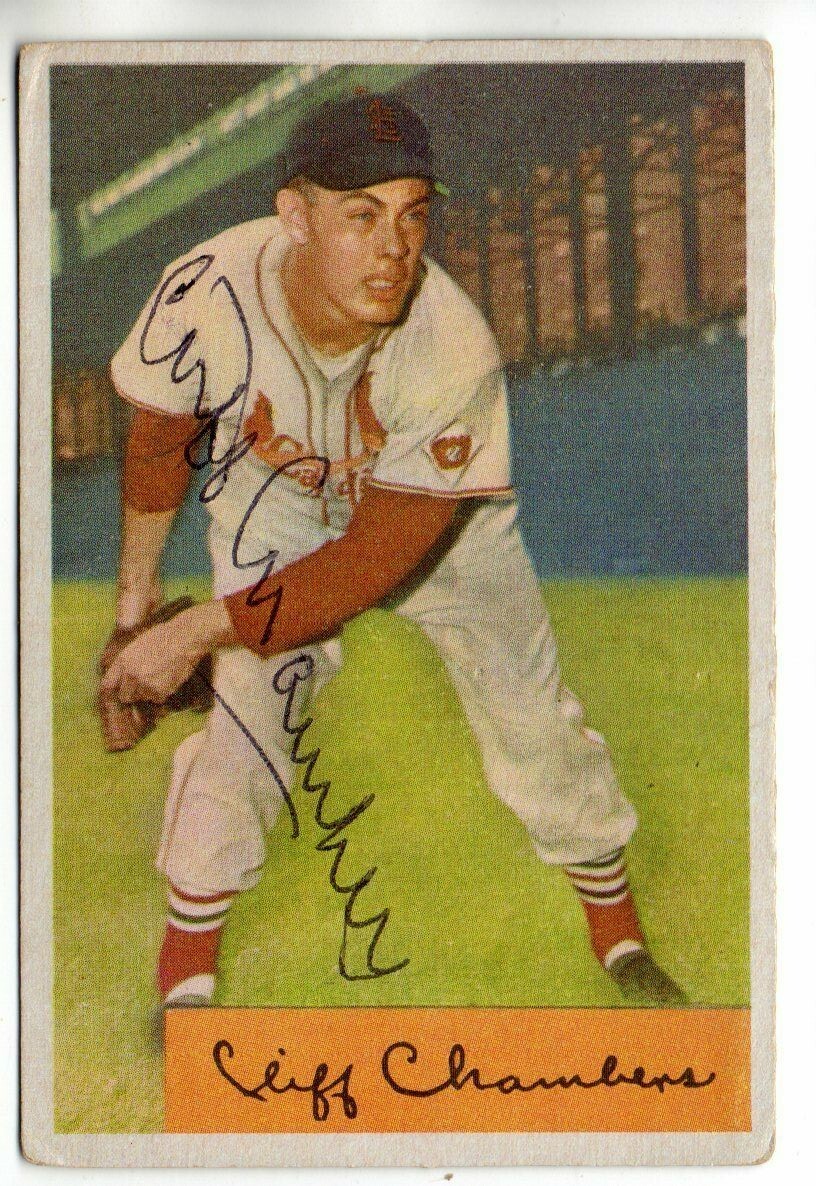 Cliff Chambers St. Louis Cardinals Autographed 1954 Bowman Baseball ...