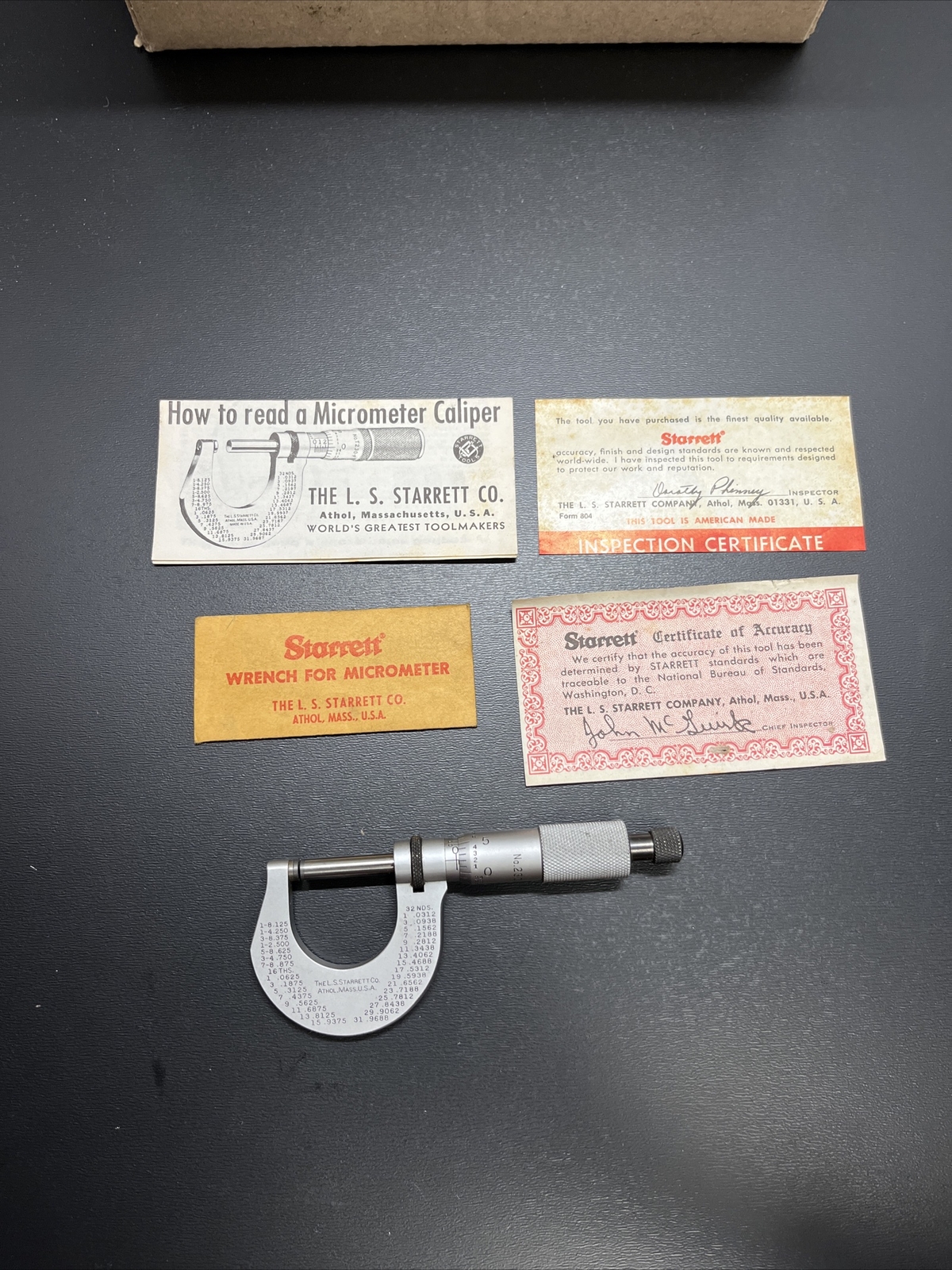 Vg Starrett 230 Outside Micrometer 0-1" Machinist Carbide Ratchet .001 ...