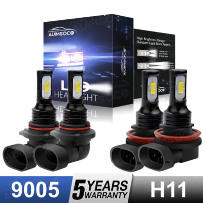 H11 9005 LED Headlight Super Bright Bulbs Kit 8000K White 330000LM High ...