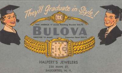 Saugerties New York Bulova Watches Halperts Jewelers Ad Vintage ...