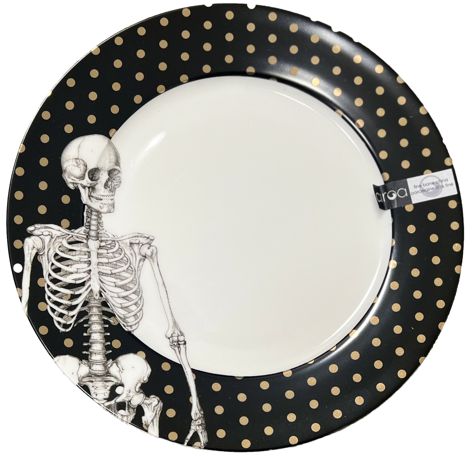 CIROA WICKED SKELETON METALLIC GOLD POLKA DOTS DINNER PLATES SET OF 2 ...