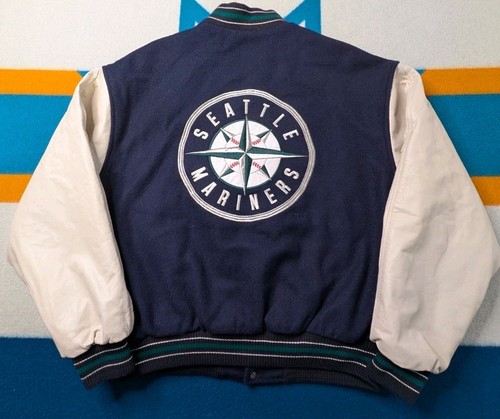 Vintage Seattle Mariners Wool Leather Varsity Letterman Jacket Made In USA XL | eBay