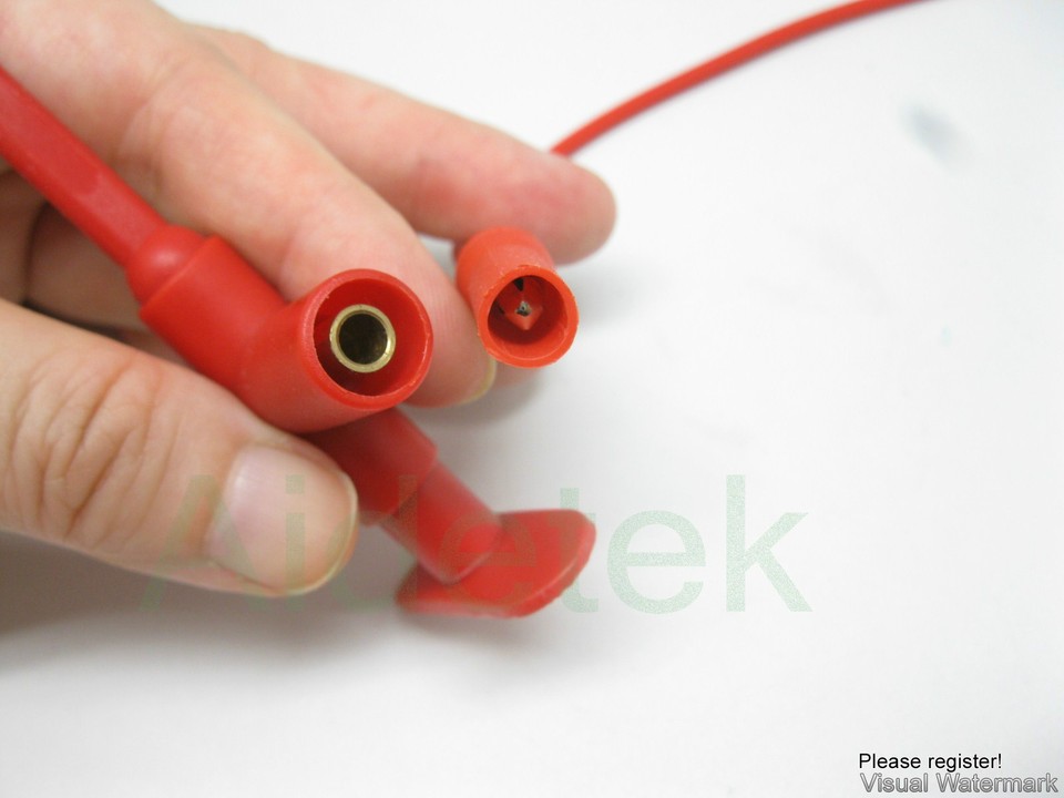 AideTek Test clip set insulation piercing red black banana leads 4 ...