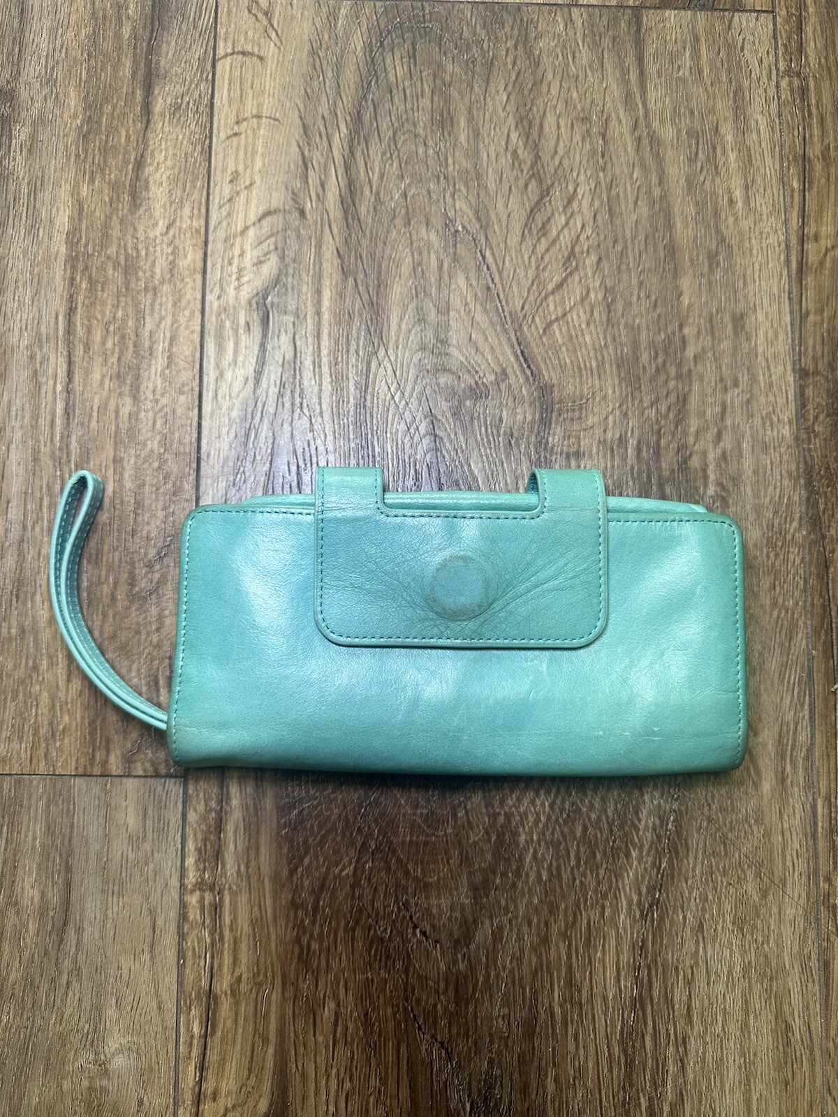 HOBO leather wallet Teal Blue Card Holder F01 boho vi… - Gem