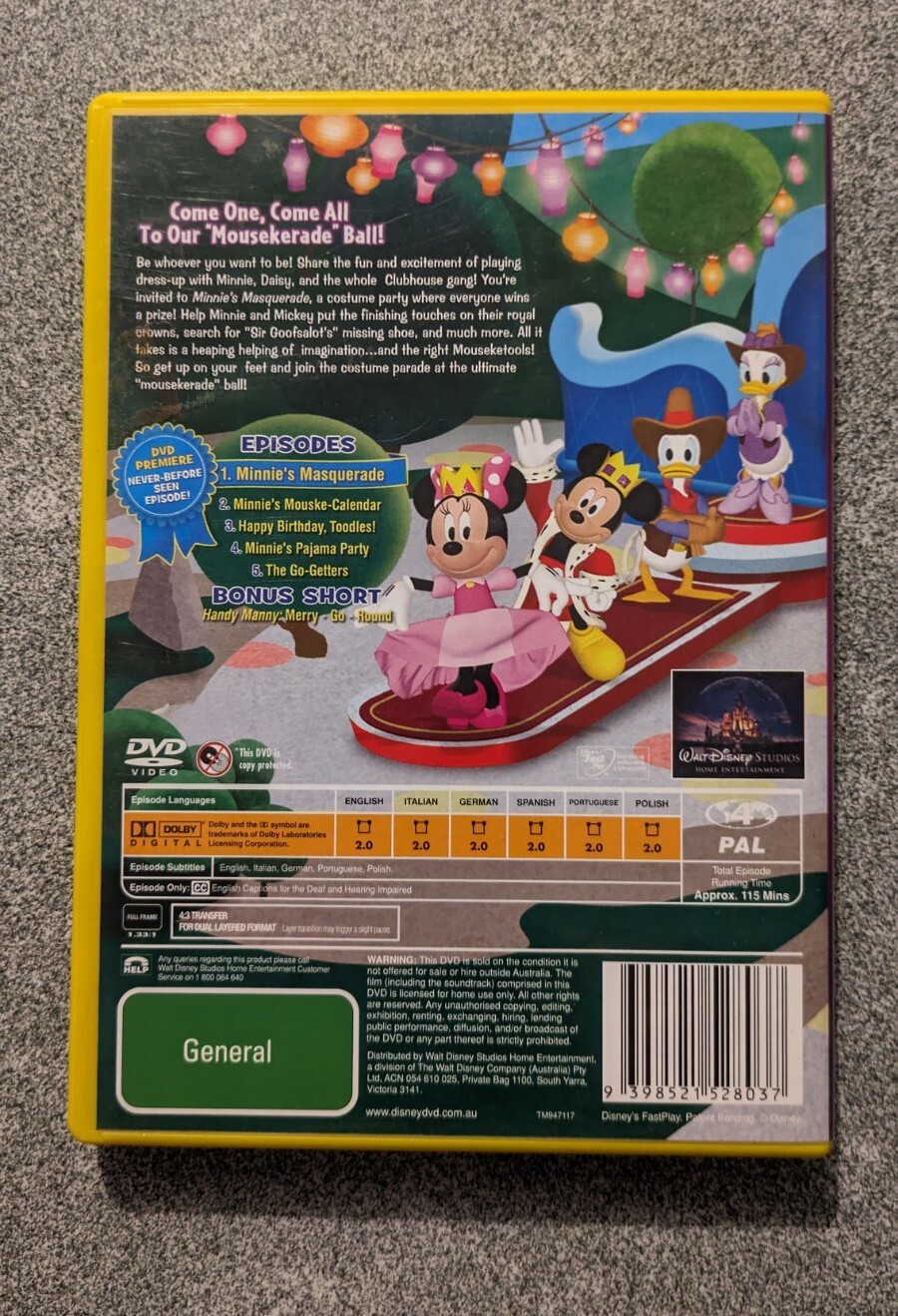 Mickey Mouse Clubhouse - Minnie's Masquerade (DVD, 2010) + Free Postage ...
