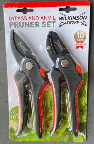 Wilkinson Sword Bypass and Anvil Pruner Secateurs Twin Pack 22mm ...
