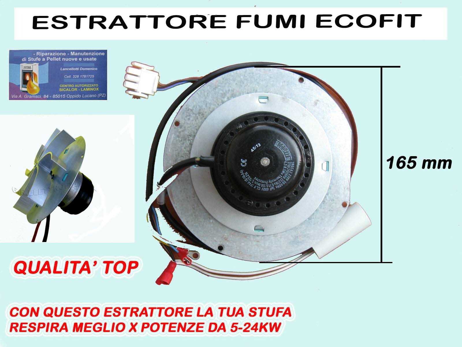 ESTRATTORE VENTOLA FUMI ECOFIT 2RECA3 RAVELLI KARMEK EDILKAMIN CADEL ...