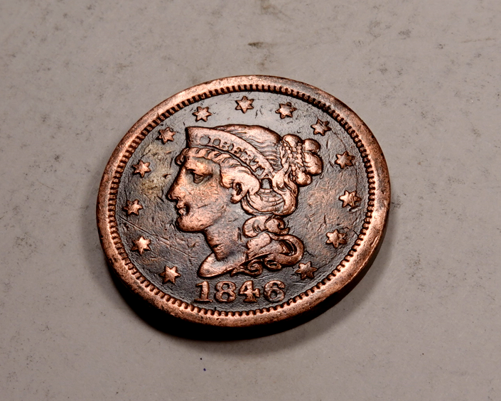 1846 Braided Hair Large Cent ~ Almost Uncirculated AU ~ (LC441) | eBay