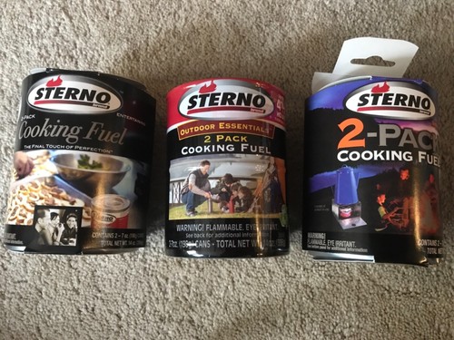 Lot of 3 Sterno 2 Pack 7 oz Cans Canned Heat Cooking Fuel Camping ...