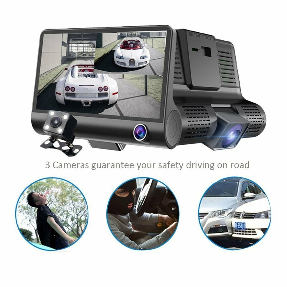 1080P 4" Dual Lens HD Car DVR Rearview Video Dash Cam Recorder Camera G ...