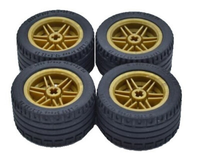 ☀️NEW Lego TIRES 4 Pack Gold Rims 43.2 x 22 ZR #44309 & #56145 x 4 ...