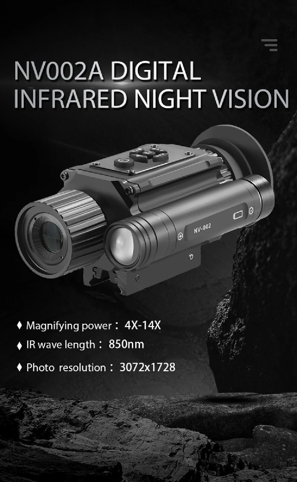 NV002 Night Vision Rifle Scope 4X - 14X Zoom With Built-in Crosshair ...