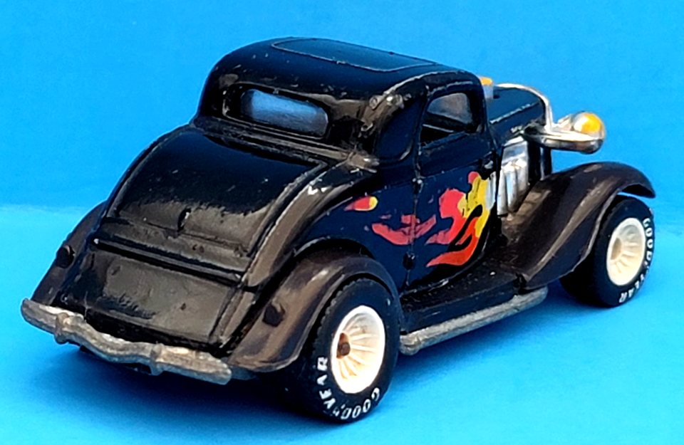 HOT WHEELS - 3 WINDOW 34 - BLACK WITH BROWN FENDERS - WHITE HUBS ...