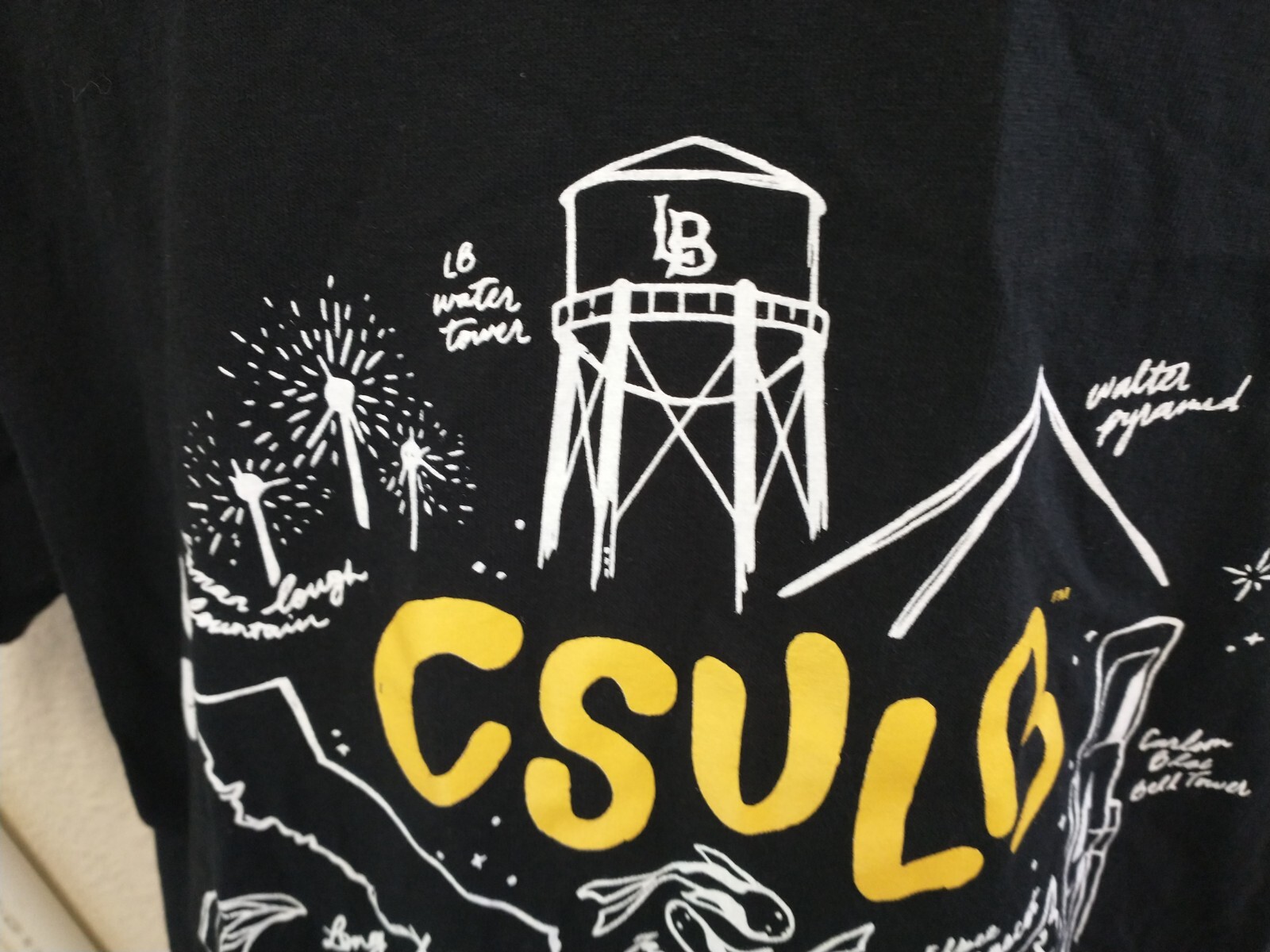 CSULB T SHIRT CALIFORNIA STATE LONG BEACH UNIVERSITY WATER TOWER BLACK ...