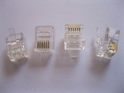 500 pcs RJ11 6P6C Modular Plug Telephone Male Connector Waterclear New ...