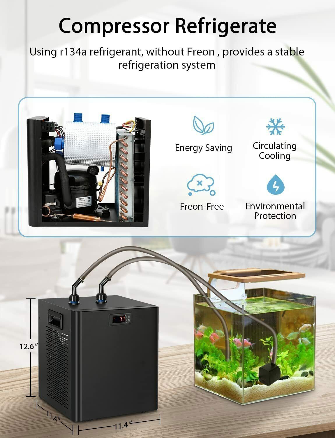 300L 1/3HP 79gal Water Chiller Hydroponic Aquarium Chiller Fish Tank ...