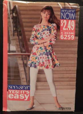 Butterick See&Sew 6259 misses' top and leggings pattern size 6-14 uncut ...