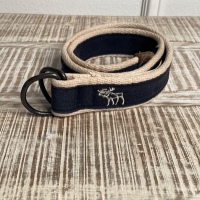 Abercrombie & Fitch Navy & Tan Reversible Belt w/ Moose Logo | eBay