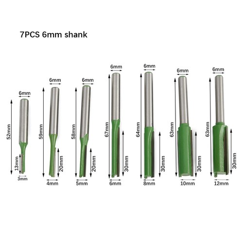Professional For Woodworking Tools 7Pcs Set of Straight Router Bits 6mm ...