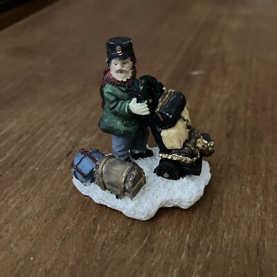 Mervyn's Village Square Man Figurine Holiday Christmas Luggage Cart ...