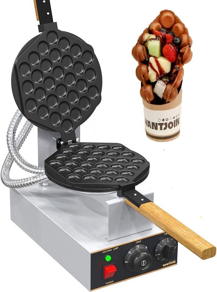 110V Non-stick Pancake Eggettes Bubble Egg Puff Cake Waffle Iron Maker ...