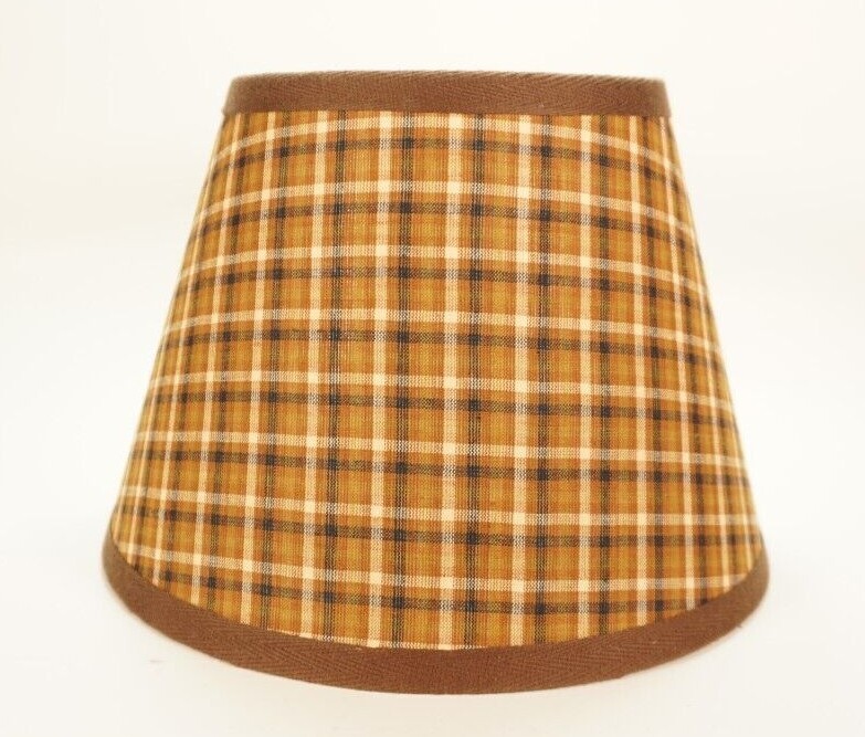 Country Primitive Antique Mustard Brown Homespun Fabric Lampshade Lamp ...
