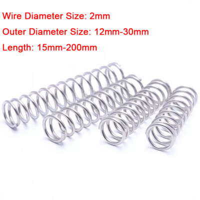 Wire Dia. 2mm 304 Stainless Steel Compression Springs OD 12-30mm Length ...
