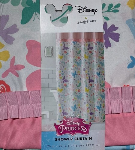 Disney Princesses Microfiber Fabric Shower Curtain Butterfly Floral ...