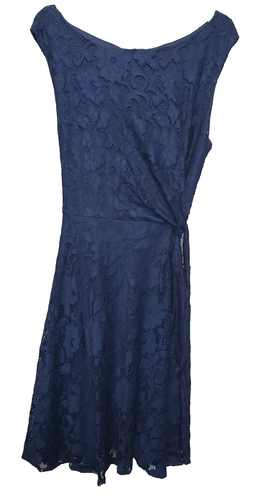 Chelsea Rose Blue Lace Lined Side-Tie Sleeveless Fit & Flare Dress Size ...