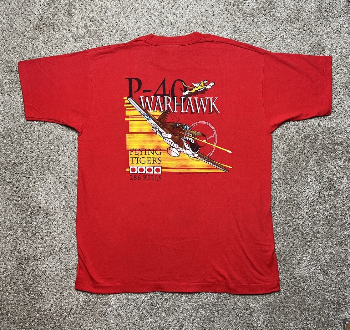 Vintage P-40 Warhawk Flying Tigers Fighter Jet T-Shir… - Gem