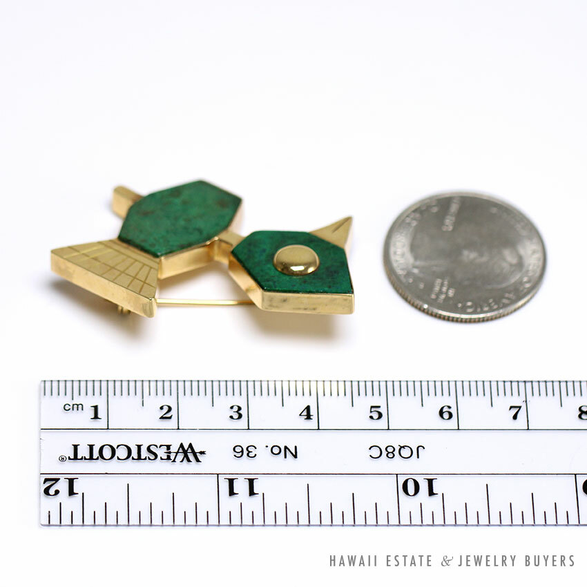 UNIQUE MAW SIT SIT 18K YELLOW GOLD BIRD GEOMETRIC BROOCH PIN | eBay