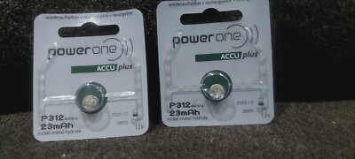 2-POWER ONE rechargeable Battery 312 hearing aids Oticon Widex Bernafon ...